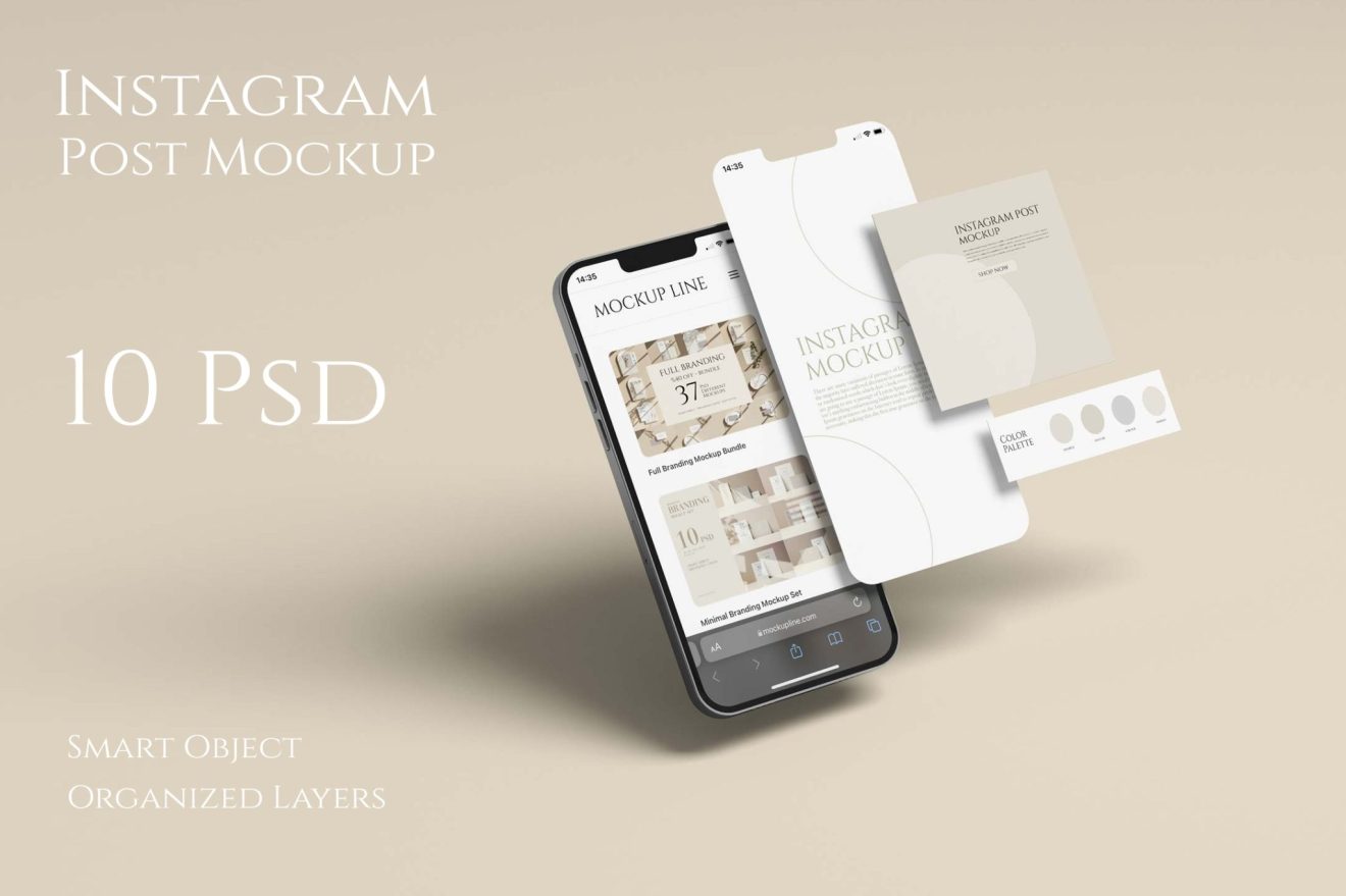 Instagram Post Mockup Set - Mockup Line - Premium Mockup Templates
