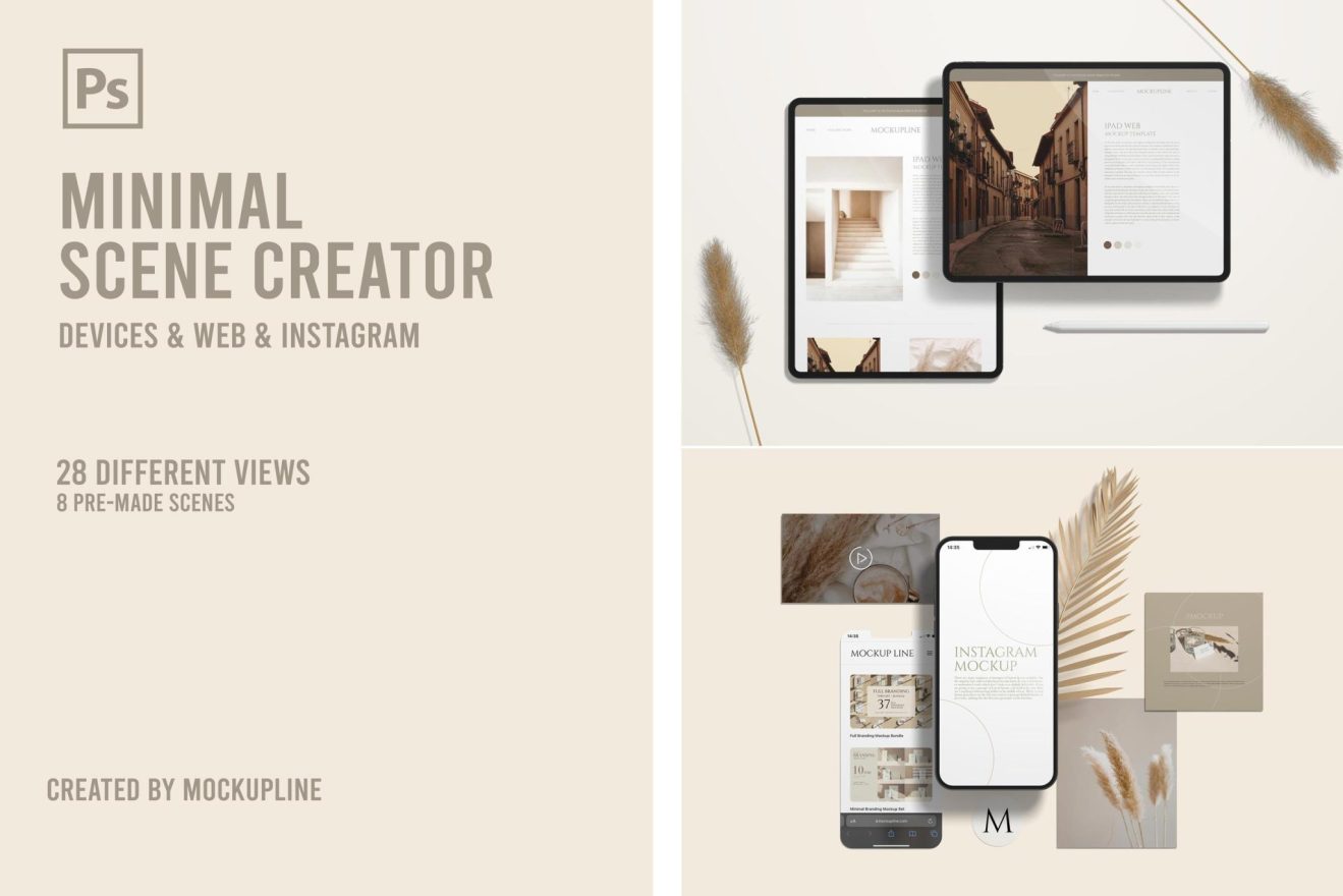 Minimal Scene Creator Mockup - Mockup Line - Premium Mockup Templates