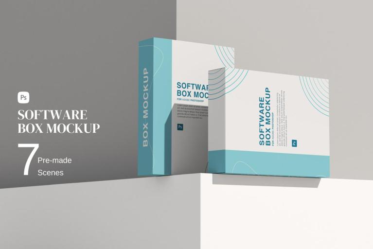 Software Box Mockup Set - Mockup Line - Premium Mockup Templates