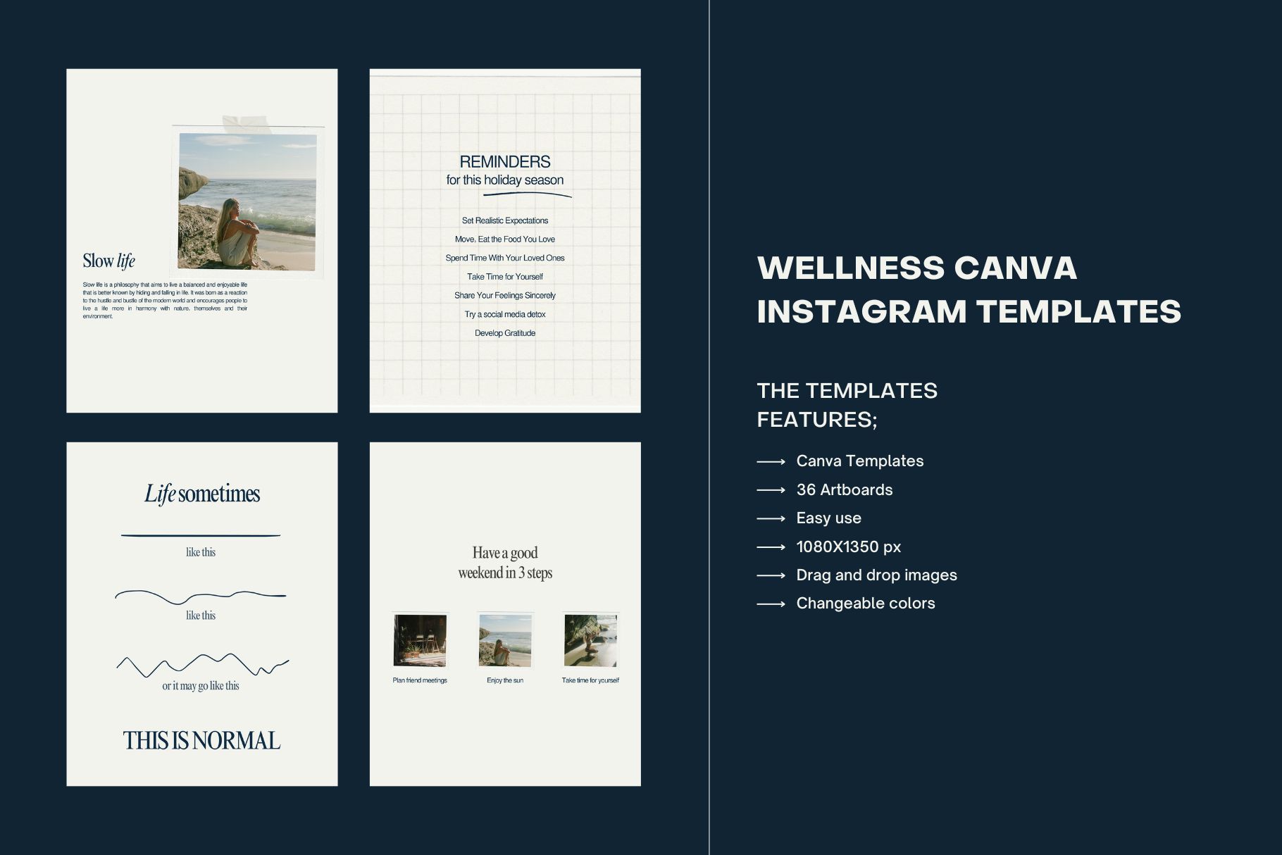 Wellness Instagram Post Templates - Mockup Line - Premium Mockup Templates